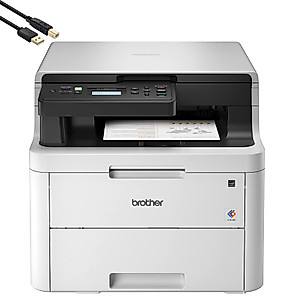 Brother HL-L3290CDW Compact Digital LED Color All-in-One Printer for Home Office with Convenient Flatbed Copy & Scan, Plus Wireless Duplex Printing, 25 ppm, 600x2400 dpi - BROAGE 8 Feet Printer Cable