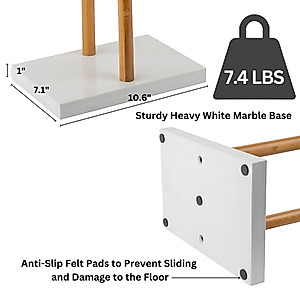 Standing towel Rack -2-Tier Bamboo Towel Rack with Marble Base - Standing Towel Rack for Bathroom - Towel Holder Stand Display - Drying Towel Rack
