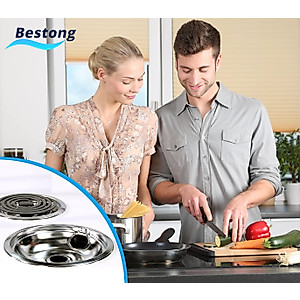 Drip Pan Electric Stove Burner Covers for Whirlpool W10278125 W10196405 W10196406, 4 Pack (3) 6" & (1) 8"