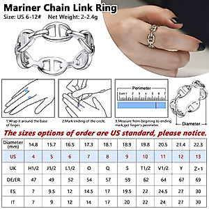 Silver Chain Rings for Women Plain Silver Mariner Link Chain Rings Size 7 for Women Stacked