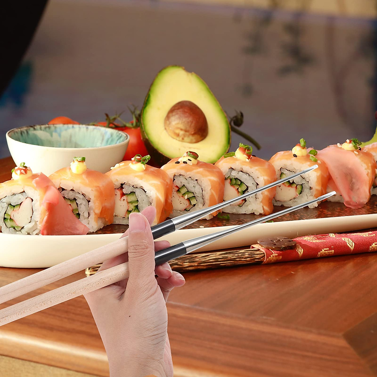 DOITOOL 2pcs Sushi Chopstick Sashimi Chopsticks Point Head Japanese Chopsticks Japanese Sushi Chef Tableware for Home Kitchen Restaurant 150mm