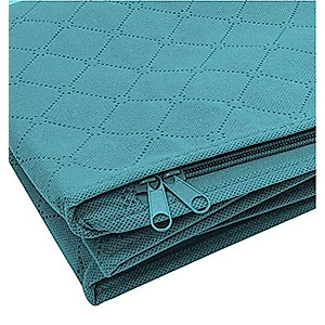 MMLL 3-Pack Fabric Clothes Storage Boxes, Bedding Large Storage Bags, Underbed Clothing Storage Box, Zipper Foldable Drawer Organizer, Used for Clothes, Blankets, Closets,19" L X 14" W X 8" H (Blue)