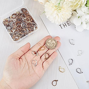 SUNNYCLUE 1 Box 180Pcs Leverback Earring Hooks Bulk French Earring Hook Lever Back Ear Wires with Open Loop Hypoallergenic Brass Leverbacks Hoop Earwires DIY Earrings Findings for Jewelry Making Kit