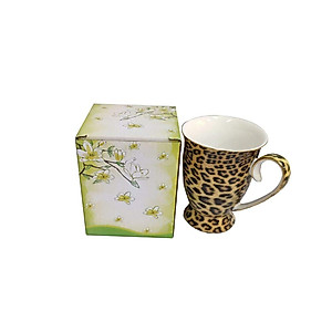 YBK Tech Novelty Porcelain Tea Cup, 9oz Coffee Cup for Home Kitchen Office (Leopard Print)