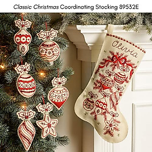 Bucilla Felt Applique 6 Piece Ornament Making Kit, Classic Christmas, Perfect for DIY Arts and Crafts, 89508E