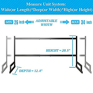 SAYZH Dish Drying Rack, Over The Sink Dish Drying Rack Adjustable (from 26" to 34"), 2 Tier Dish Rack with Utensil Holder Sink Caddy Stainless Steel Dish Drainer for Kitchen Counter, Black