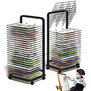 ZXMT Art Drying Rack Steel Drying Painting Racks 25 Shelves, 17x16x35Inches Double Sided Wire Drying Shelf for Classrooms, Art Studio,Art Clubs