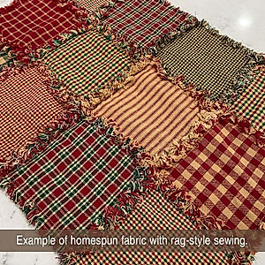 Primitive Red 5 Homespun Cotton Plaid Fabric by JCS - Sold by The Yard