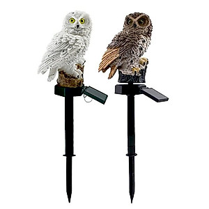 RTUGOVT Garden Solar Light Outdoor Decorative, Owl LED Waterproof Garden Stake Light Lawn Lamp, for Garden Yard Landscape Lighting(Brown/White)