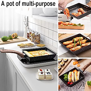 Lchkrep Japanese Omelette Pan-Tamagoyaki Nonstick Pan-Square Pan -Egg Roll Pan-Rectangle Frying Pan-Small Frying Egg Pan, Cooktop Safe, Easy to Clean,6.3 x 7.8 inch (Black)