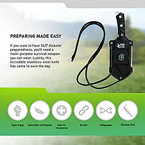 Small Fixed Blade Knife with Sheath - Full Tang Survival Hunting Knife with Paracord Lanyard, Compass, Fire Starter, & Knife Sharpener for Outdoor Camping - Quality Tactical Knife with Sheath