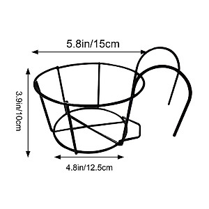 DoubleWood 4 Pack Hanging Railing Planters Flower Pot Holders Plant Iron Racks Fence Metal Potted Stand Mounted Balcony Round Plant Baskets Shelf Container Box for Indoor and Outdoor (4, 6 Inch)