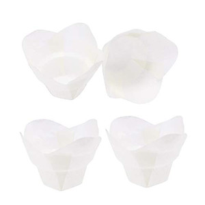 Luxshiny Cupcake Wrappers 100pcs Truffle Wrappers Paper Chocolate Candy Cups Flower Shaped Truffle Cups Baking Liners for Parties Cupcakes Muffins Mini Snacks White Cupcake Liners