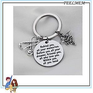 FEELMEM NP Graduation Gift NP Nurse Practitioner Gift NP Keychain Behind You All Your Memories Before You All Your Dreams Inspirational Gift for Nurse Practitioner Graduates (NP)