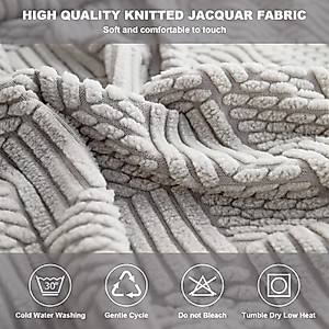 ele ELEOPTION Couch Cushion Covers Slipcover Elastic Chair Loveseat Sofa Furniture Protector Cover for Living Room (Length 39-53inch Width 25-37inch,Large Double Seat Cover) Grey White