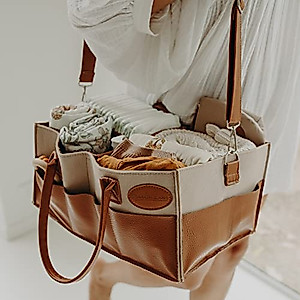 Frankie Lane baby diaper caddy organizer - Car diaper caddy, portable tote nappy bag storage for your nursery, changing table. Essential for newborns Registry must haves shower basket