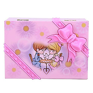 BORDSTRACT Dancing Girl Music Box, Plastic Pink Musical Jewelry Boxes for Rings Necklaces Bracelets Storage Home Decor Crafts