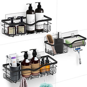 LiviNGPAi Shower Caddy Bathroom Organizer, Wall Mount Shower Organizer, Rustproof Stainless Steel Shower Shelves, Bathroom Shelves for Bathroom, Toilet, Kitchen and Dorm (3 Pack)