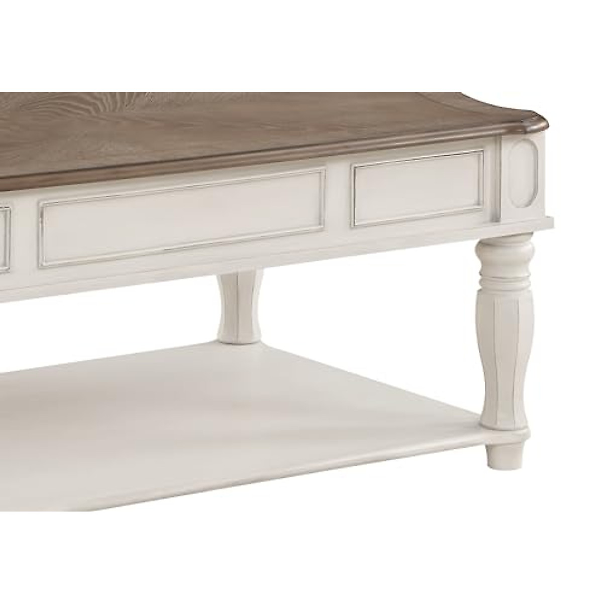 Acme Florian Wooden Coffee Table with Lift Top in Oak and Antique White