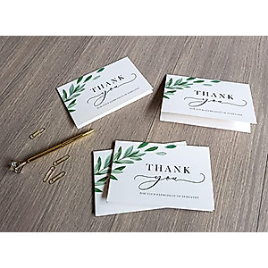 Gooji Thank You Cards for Funeral – 20 pcs Sympathy Acknowledgement Cards – Elegant and Classy Watercolor Design - Matching Peel-and-Seal White Envelopes Included – Bulk 4 x 6-inch Thank You Notes