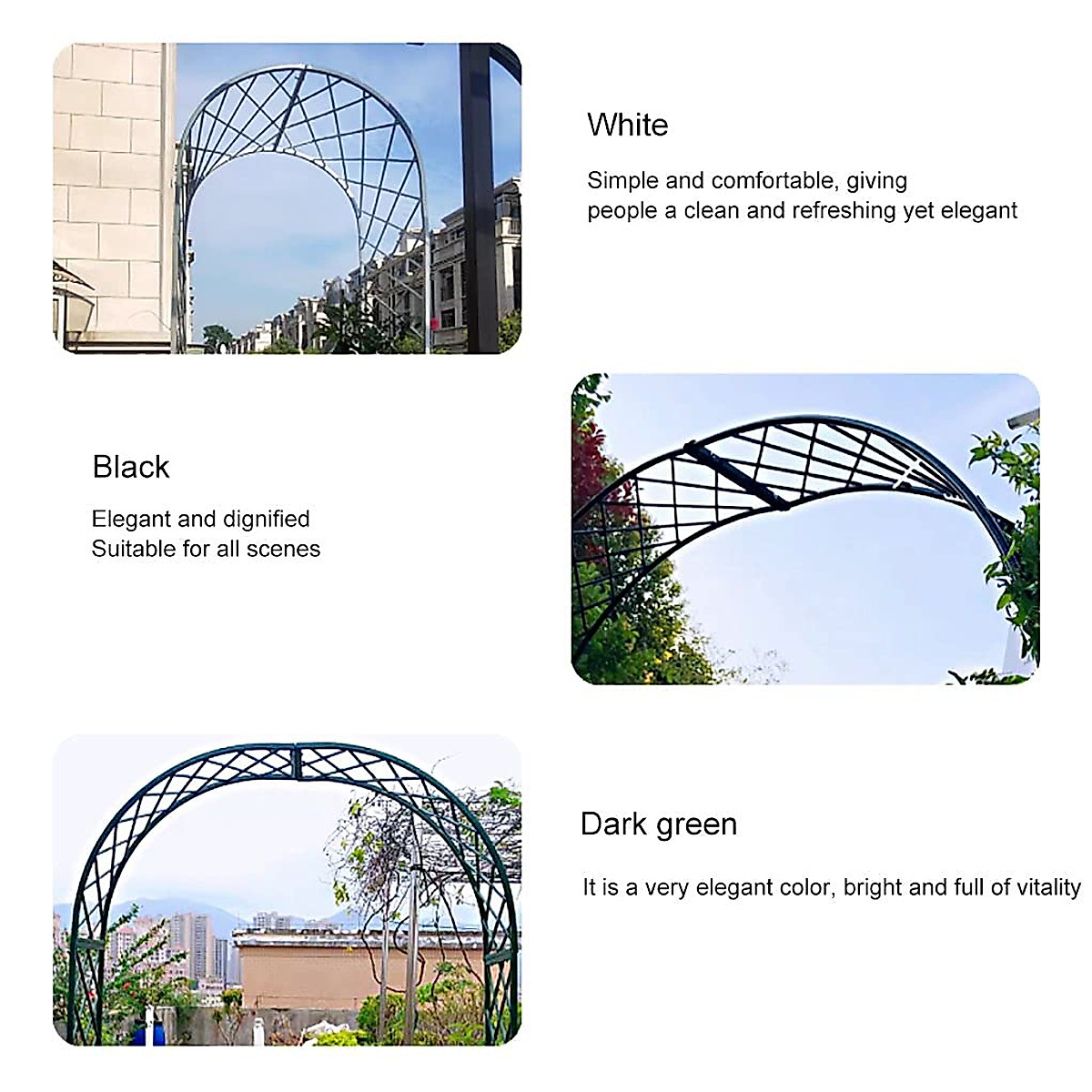 Outdoor Steel Rose Arch Iron Arbor Arch,Heavy Duty Metal Garden Arch, for Various Climbing Plant Outdoor Garden Lawn Backyard (Black)