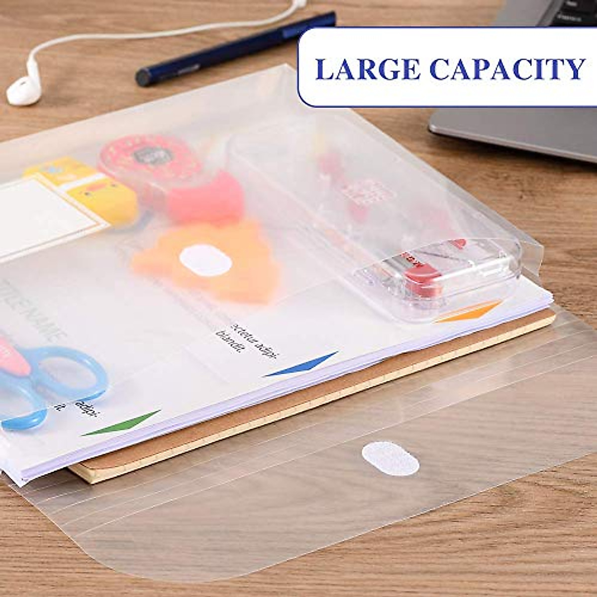 Sooez Expandable Clear Poly Binder Pocket, 10 Pack, Side Loading,Letter Size, Pocket Folders Poly Envelopes Clear Document Folders for 3 Ring Binder with Label Pocket for School Home Office