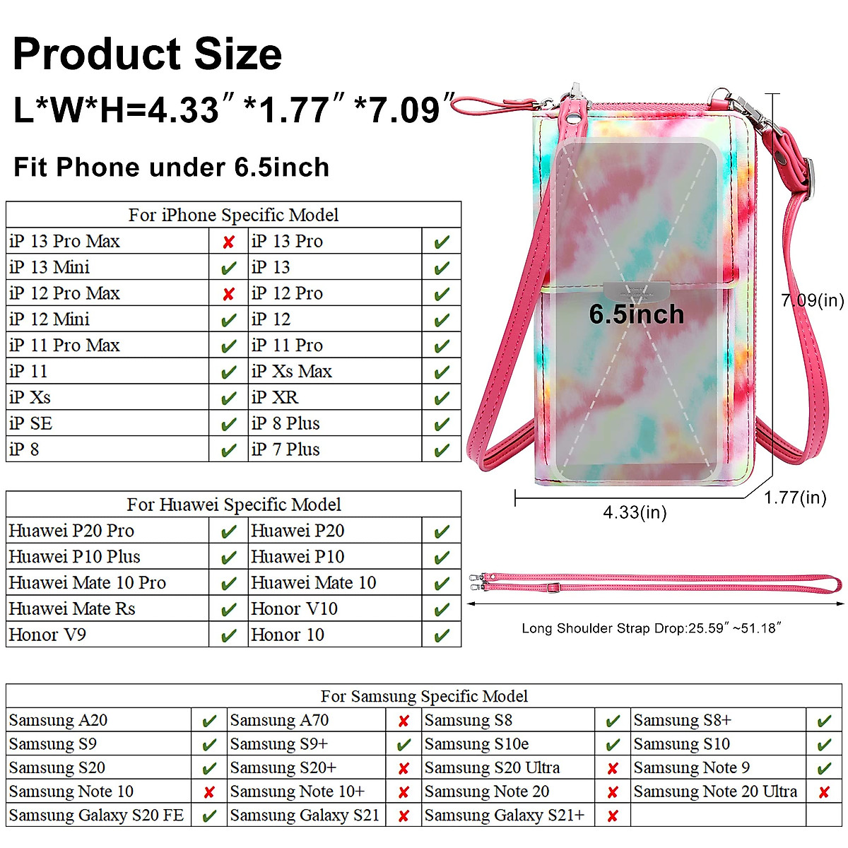 OIDERY Small Crossbody Phone Bags Cellphone Wallet Purse for Women with Credit Card Slots