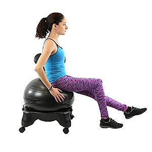 CANDO Ball Chair Inflatable Ergonomic Active Seating Exercise Ball Chair with Air Pump for Home, Office, and Classroom,Black, 22"