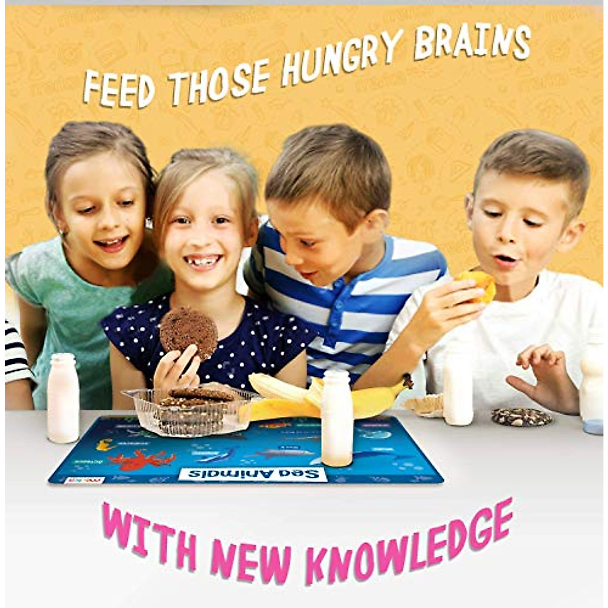 merka Kids Placemats for Dining Table Placemats for Kids Toddler Placemats for Dining Table Set of 4 Wipeable Non-Slip Silicone Mats