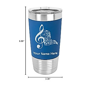 LaserGram 20oz Vacuum Insulated Tumbler Mug, Musical Notes, Personalized Engraving Included (Silicone Grip, Dark Blue)