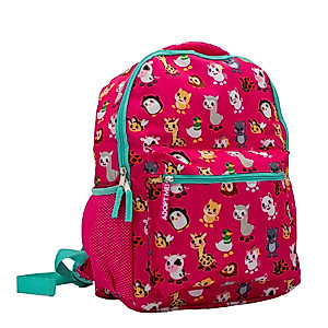 AI ACCESSORY INNOVATIONS Roblox Adopt Me Backpack for Girls, School Bag with Front Pocket and Allover Character Print, 16” Gaming Bookbag, Pink