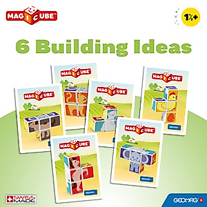 GEOMAG MagiCube Animal Friends 4-Piece Magnetic Cubes Building Set, Toddlers & Kids Ages 1.5+, STEM-Endorsed Educational Toy, Swiss-Made, Creativity & Early Learning Fun, 6 Adorable Building Ideas
