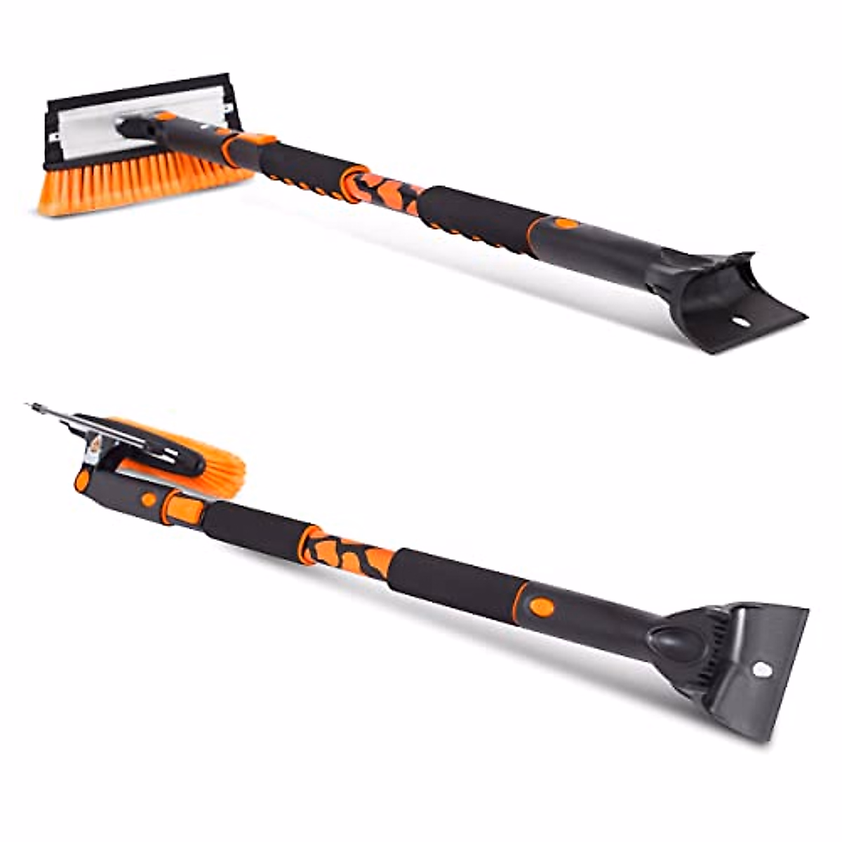 Snow MOOver 58" Extendable Snow Brush with Detachable Ice Scraper for Car | 11" Wide Squeegee & Bristle Head | Size: Truck, Car, SUV, & RV | Lightweight Aluminum Body with Ergonomic Grip