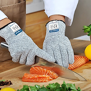 Dowellife Large Grey Protective Gloves with Cut Resistance, Machine Washable