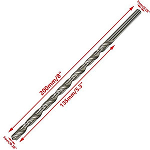 Rannb Twist Drill Bit Straight Shank for Electrical Drilling Tool 7mm/0.28" Bit Dia 200mm/8" Length - 2pcs