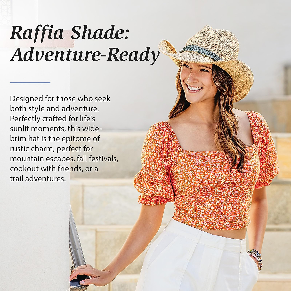 Wallaroo Women’s Tahiti Cowboy (Turquoise) – Wide Brim, Natural Fiber, Adjustable, for Medium Size, Western Style, Festival Hat, Outback Hat, Sustainable Fashion, Eco-Friendly, UV Sun Protection