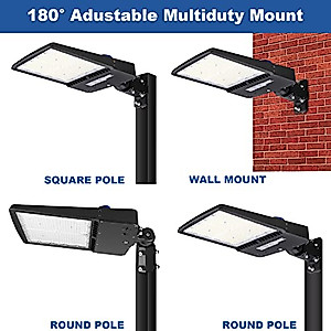 300W LED Parking Lot Light with Dusk to Dawn Photocell, 42000Lm 5700K Led Shoebox Pole Light Outdoor Commercial Street Area Lighting, 0-10V Dim - Direct Arm & Slip Fitter in One Mount (UL-Listed)