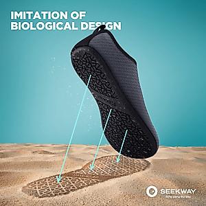 SEEKWAY Water Shoes Quick-Dry Aqua Socks Barefoot Slip-on for Beach Pool Swim River Yoga Lake Surf Women Men Grey SK001
