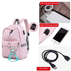 Teen Girl School Backpack USB Charging Port 16 Inch Laptop Bag Travel Daypack