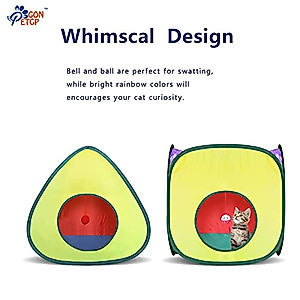 GONPETGP Cat Tunnel Toy and Cubes Combo, Cat Tunnels for Indoor Cats with Play Ball, Interactive Crinkle Collapsible Tent and Cubes, Cat Tube for Puppy Pet Rabbit - All in One Set of 3