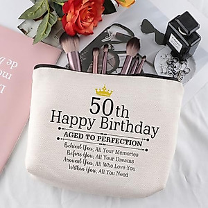 Happy 50th Birthday Gifts For Women Travel Zipper Makeup Bag 50th Birthday Gift Ideas Gifts For Women 50th Birthday Gifts Women 50th Birthday Gifts For Female Over The Hill Party Supplies 50th
