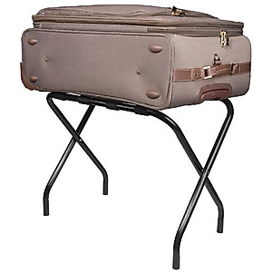 KB Designs - Metal Folding Luggage Rack Suitcase Stand, Black