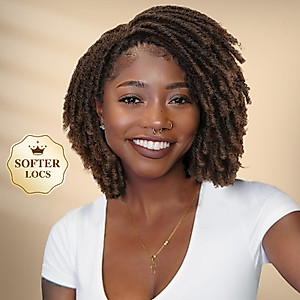 HANNE Dreadlock Wig Short Twist Wigs for Black Women and Men Afro Curly Synthetic Wig Faux Locs Braided Crochet Hair Wig (1B/30#)