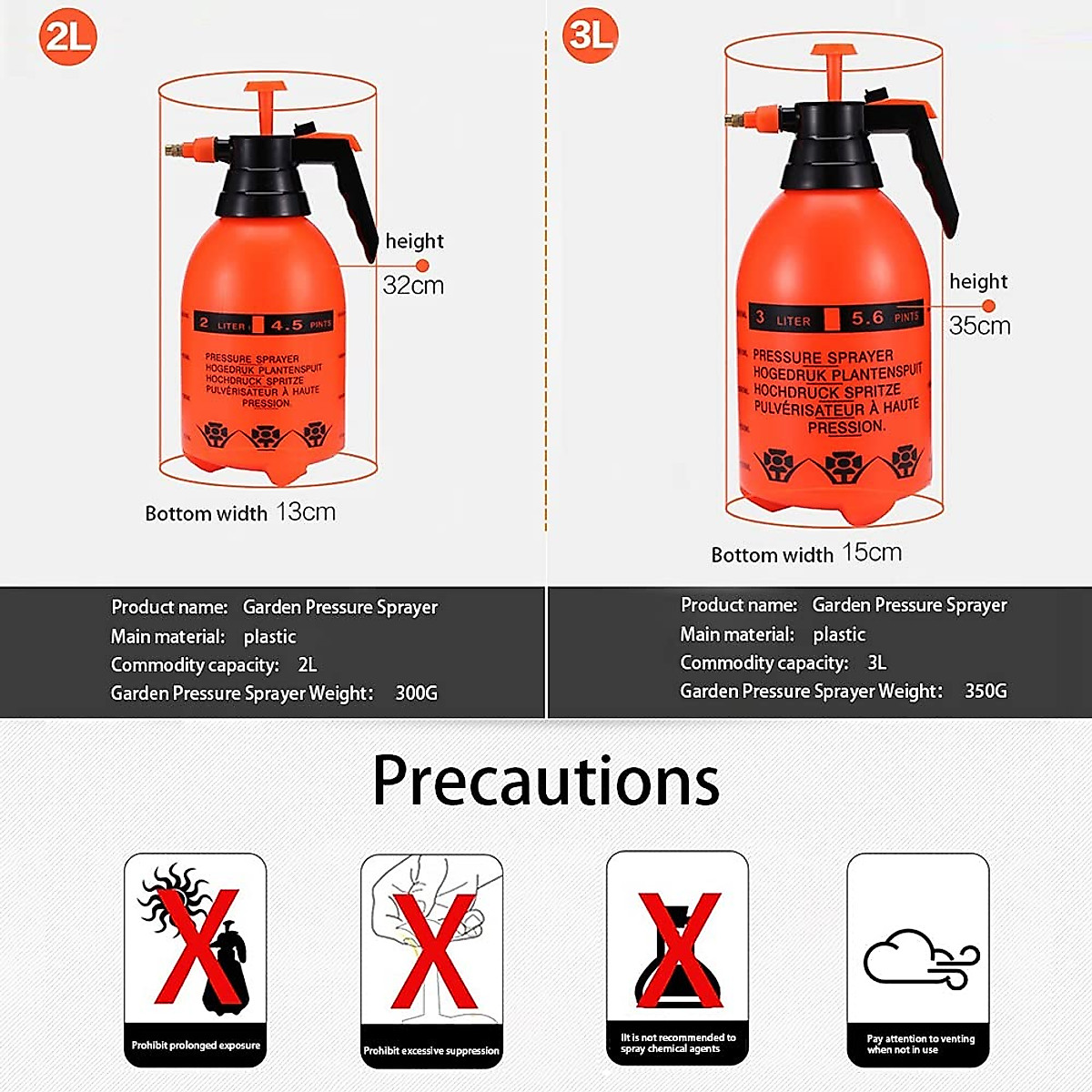 JoyTube Garden Pump Sprayer 68 oz/0.5 Gallon Hand-held Pressure Bottle with Brass Adjustable Nozzle for Watering Flower Lawn, Home Cleaning and Washing