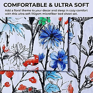 AZORES HOME Chloe Printed Deep Pocket Sheet Set with Oversized Flat - Queen, Green