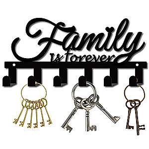 GORGECRAFT Key Holder Cast Iron Wall Hanger Coat Rack Wall Mounted Family Home Decorative with 6 Hooks for Jewelry Keys Hat Backpack Clothes Pet Leash Umbrella Organizer, Black