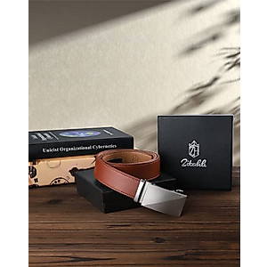 Zitahli Belt Men, Ratchet Belt Dress with 1 3/8" Premium Leather,Slide Belt with Easier Adjustable Automatic Buckle,Trim to Fit Size 30"-36"