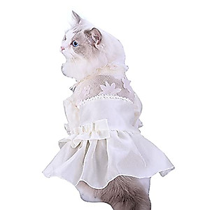 FLAdorepet Cute Dog Dress for Cat Only,Prevent Shedding Hair Pet Summer Clothes Vest Tutu Skirt for Small Medium Dog (2XL(14-20LBS), Yellow)