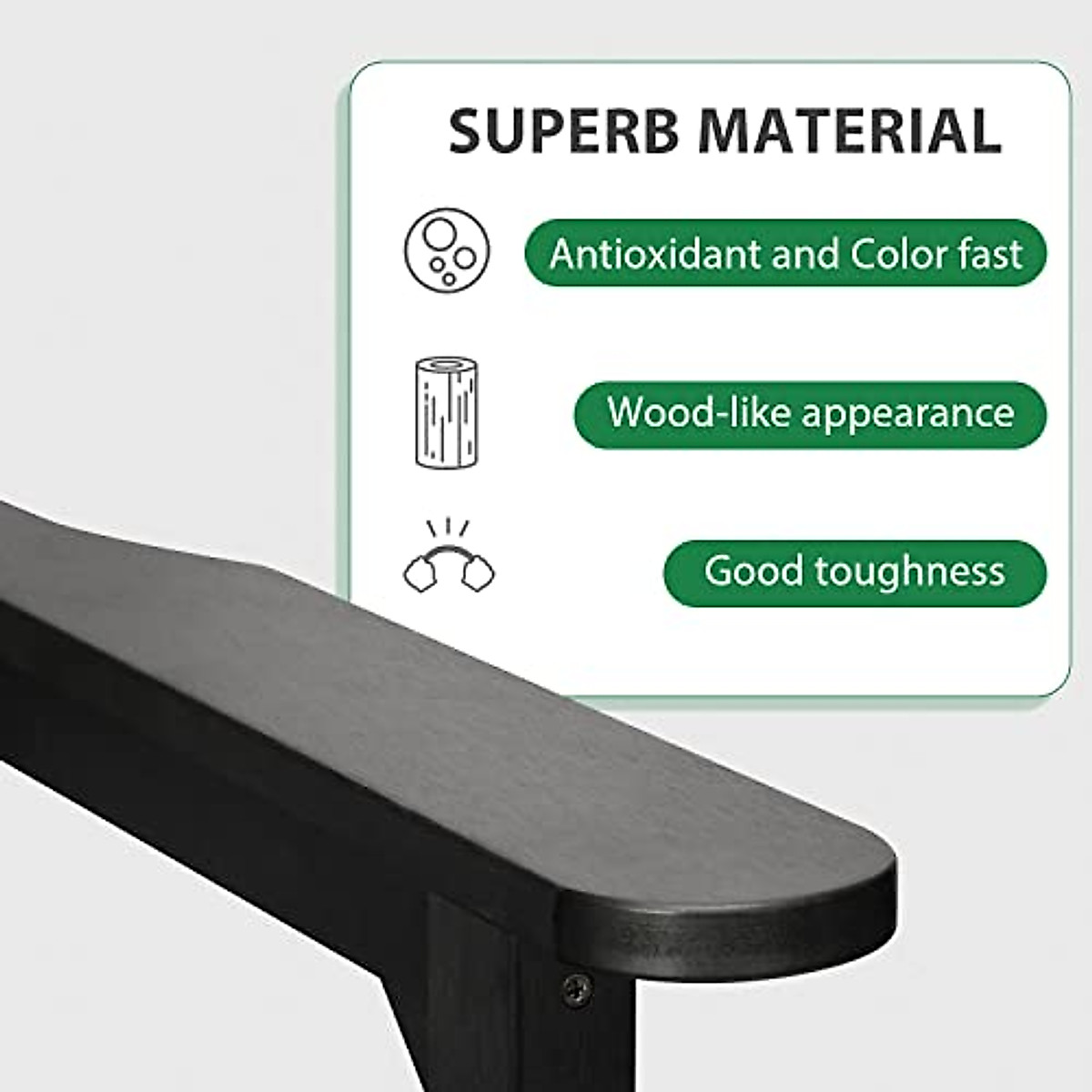 Cecarol Patio Oversized Rocking Chair Outdoor, Weather Resistant, Low Maintenance, High Back Front Porch Rocker Chairs 385lbs Support Poly Lumber Rocker, Wood-Like Plastic Chair, Black-PRC01