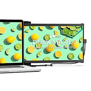 Mobile Pixels New Duex Max DS 14.1'' FHD 1080p Laptop Screen Extender, USB Type-C/HDMI Ports, Portable Monitor for 14'' to 17 Inch Laptops, Compatible with macOS/Windows/Apple/Android/Switch(Black)
